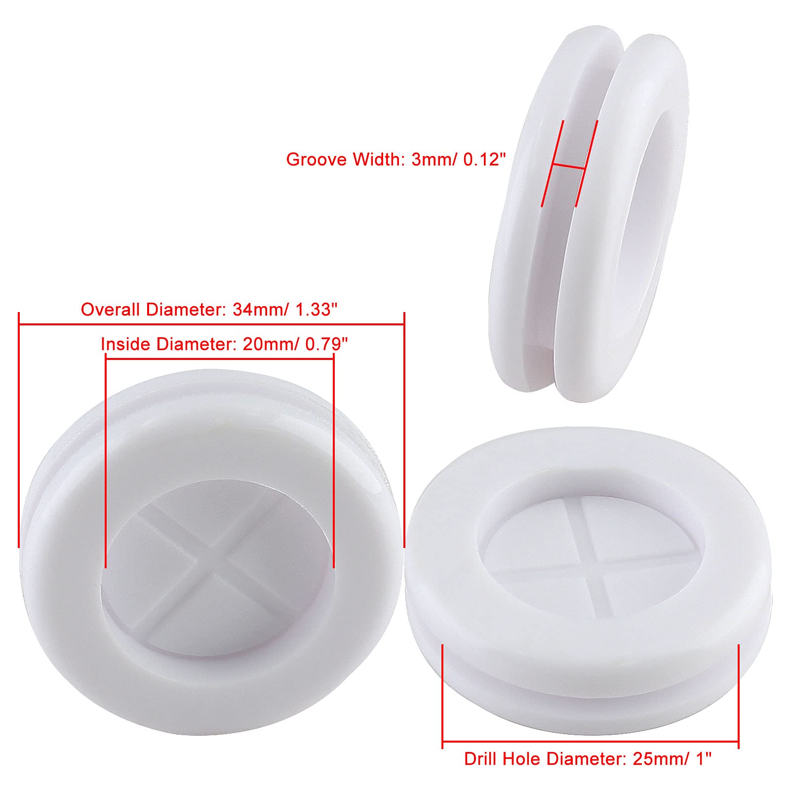 Snapklik.com : Kyuionty 24 Pack 0.79" Inside Diameter 1" Drill Hole ...