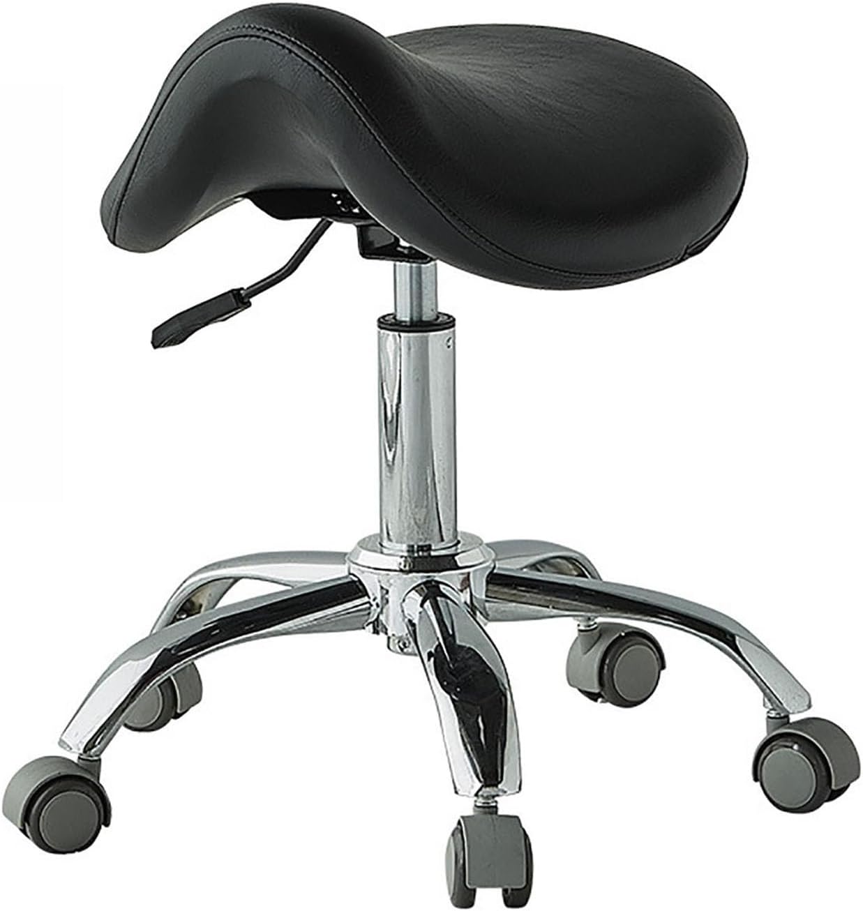 Amazon.com: Saddle Stool Swivel Height Adjustable with Wheels Wobble ...