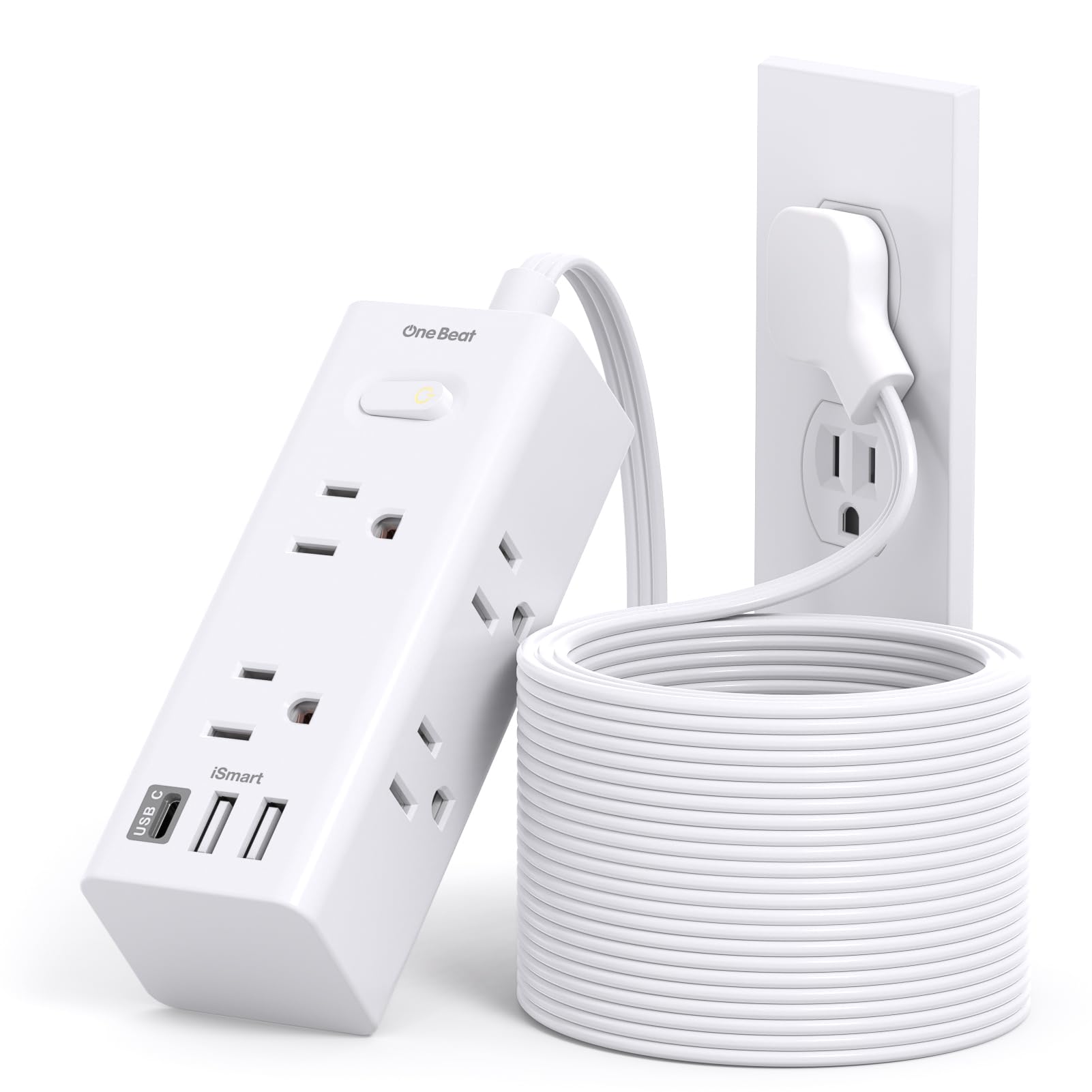 Amazon.com: 20Ft Extension Cord with Multiple Outlets, Flat Plug Power ...