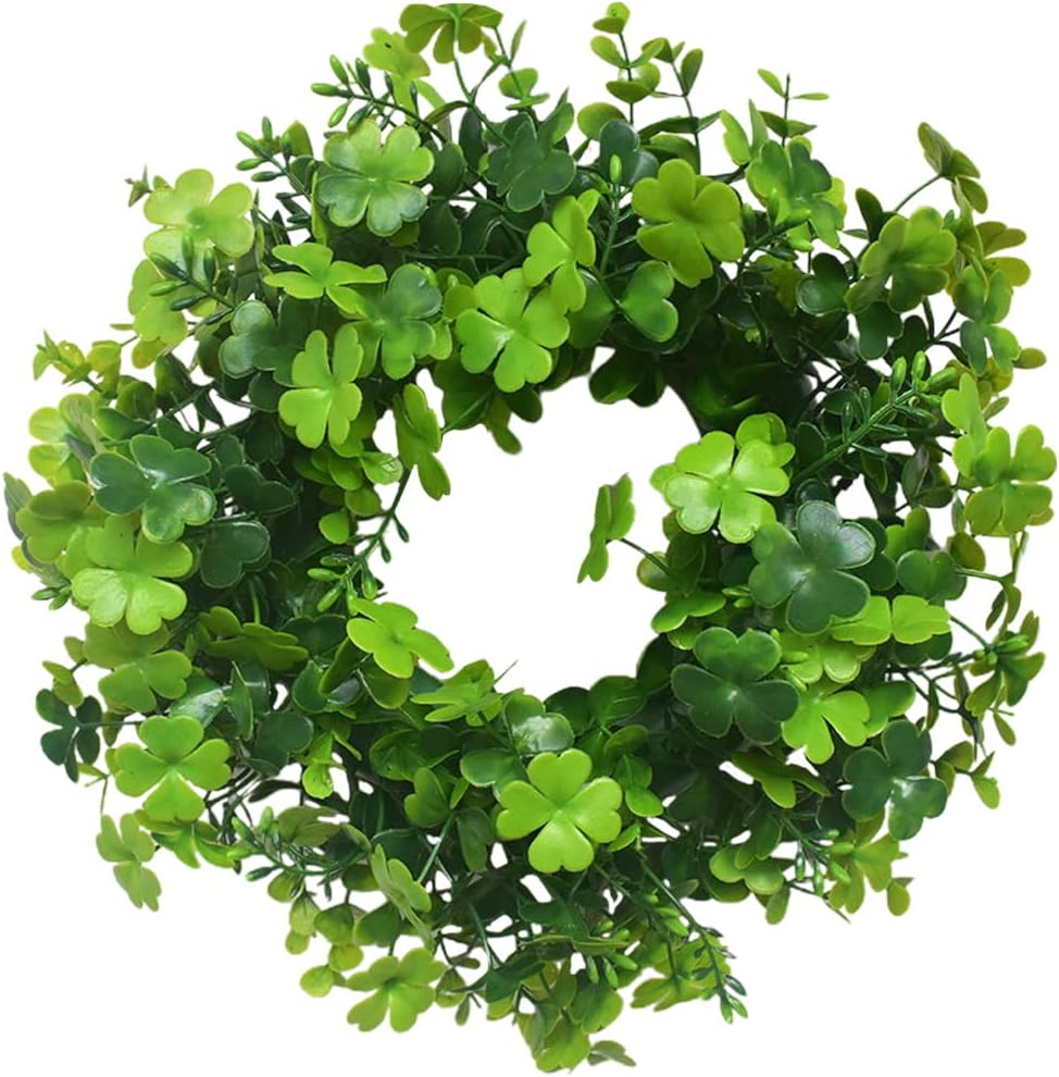 Amazon.com: LUOZZY St. Patrick's Day Clover Wreath Four Leaf Clover ...