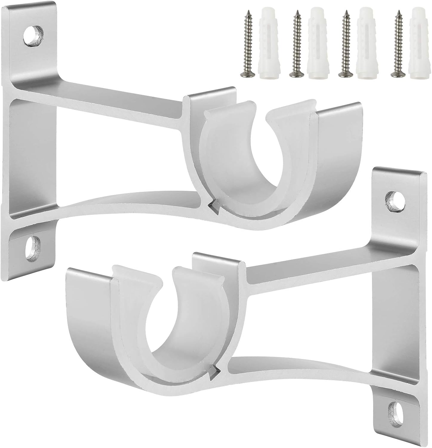 Amazon.com: Anndason Sturdy Curtain Rod Brackets, Silver, Holds 1 Inch ...