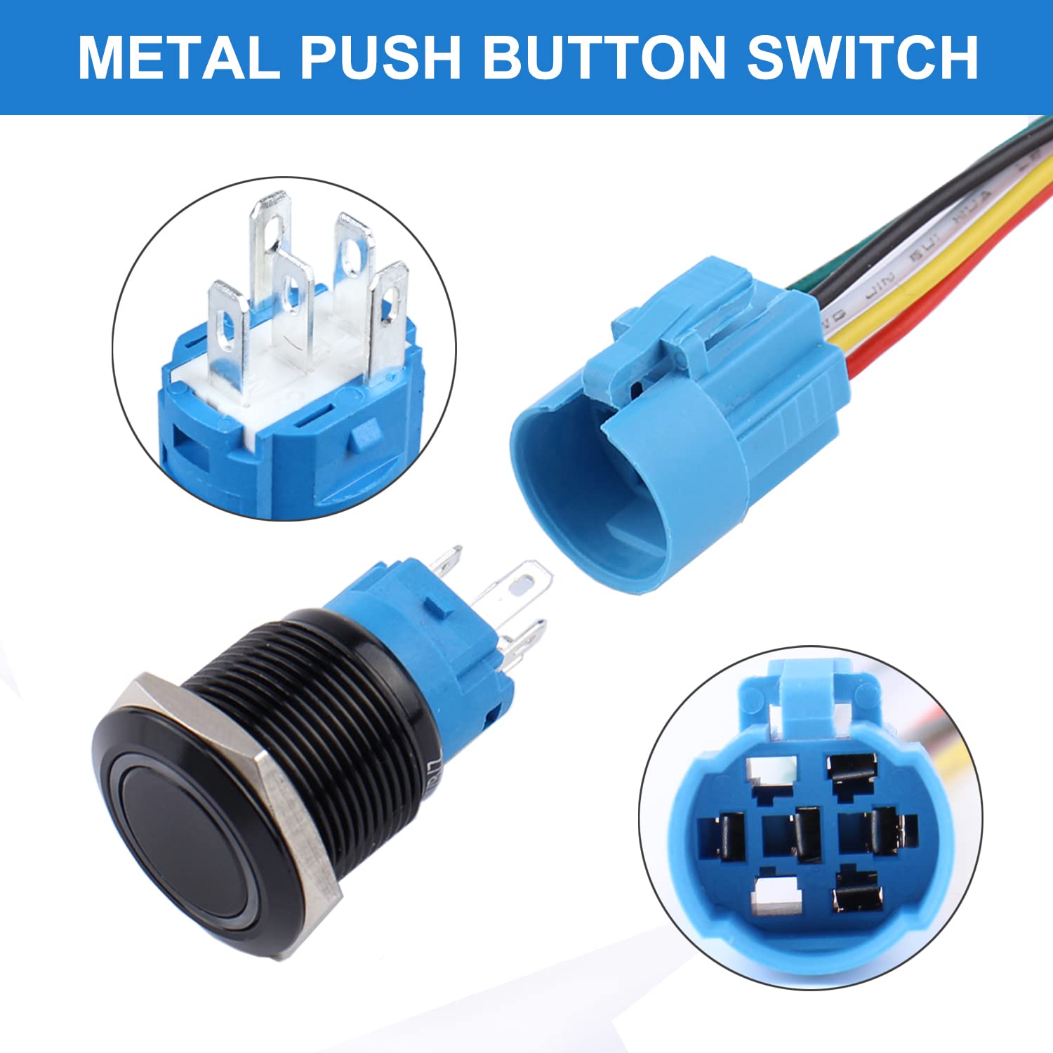 Snapklik.com : DMWD 2PCS 19mm Metal Waterproof Latching Push Button ...