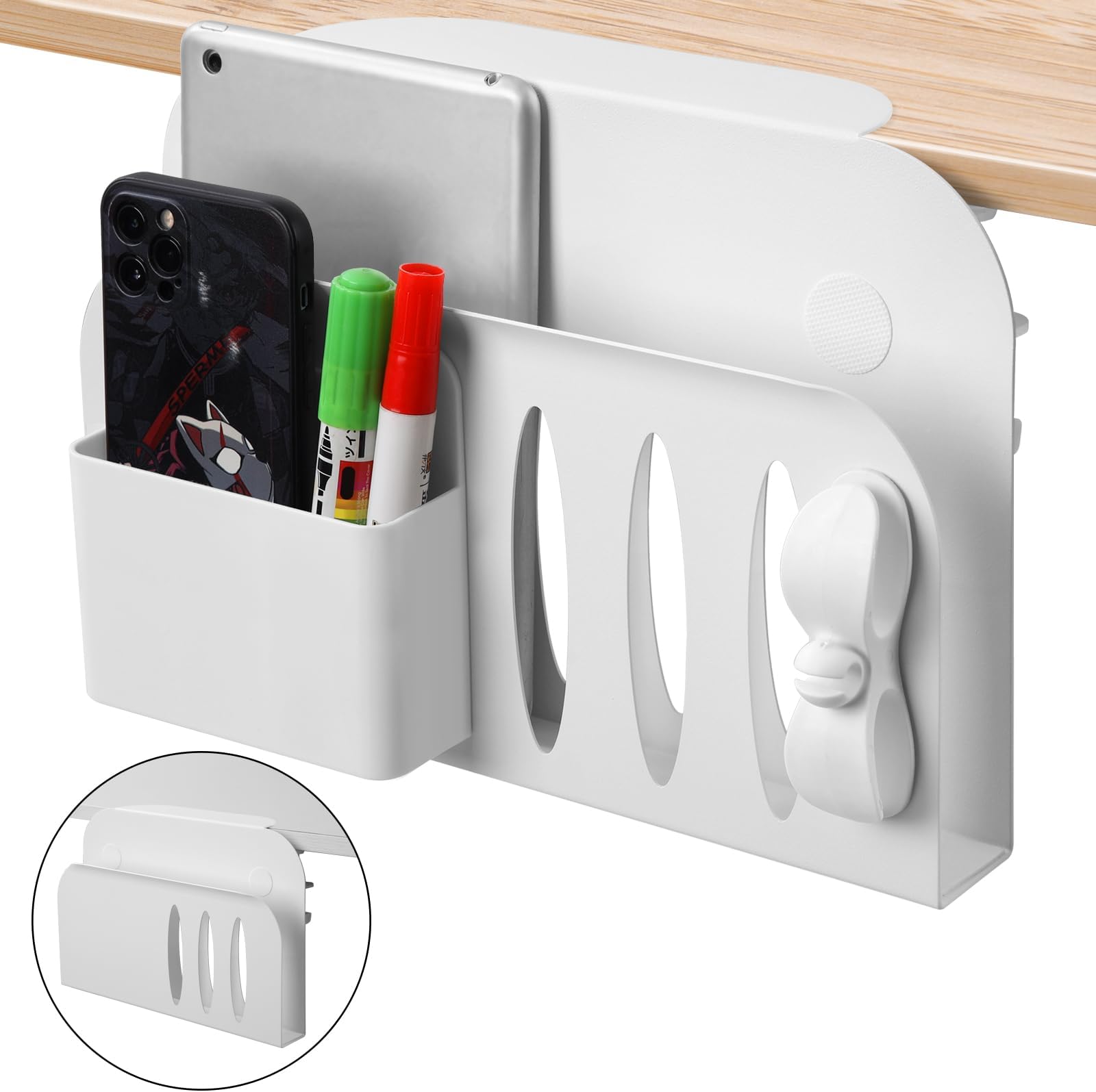 Amazon.com: DeskAKBK Desk Side Storage, No Drill Under Desk Cable ...