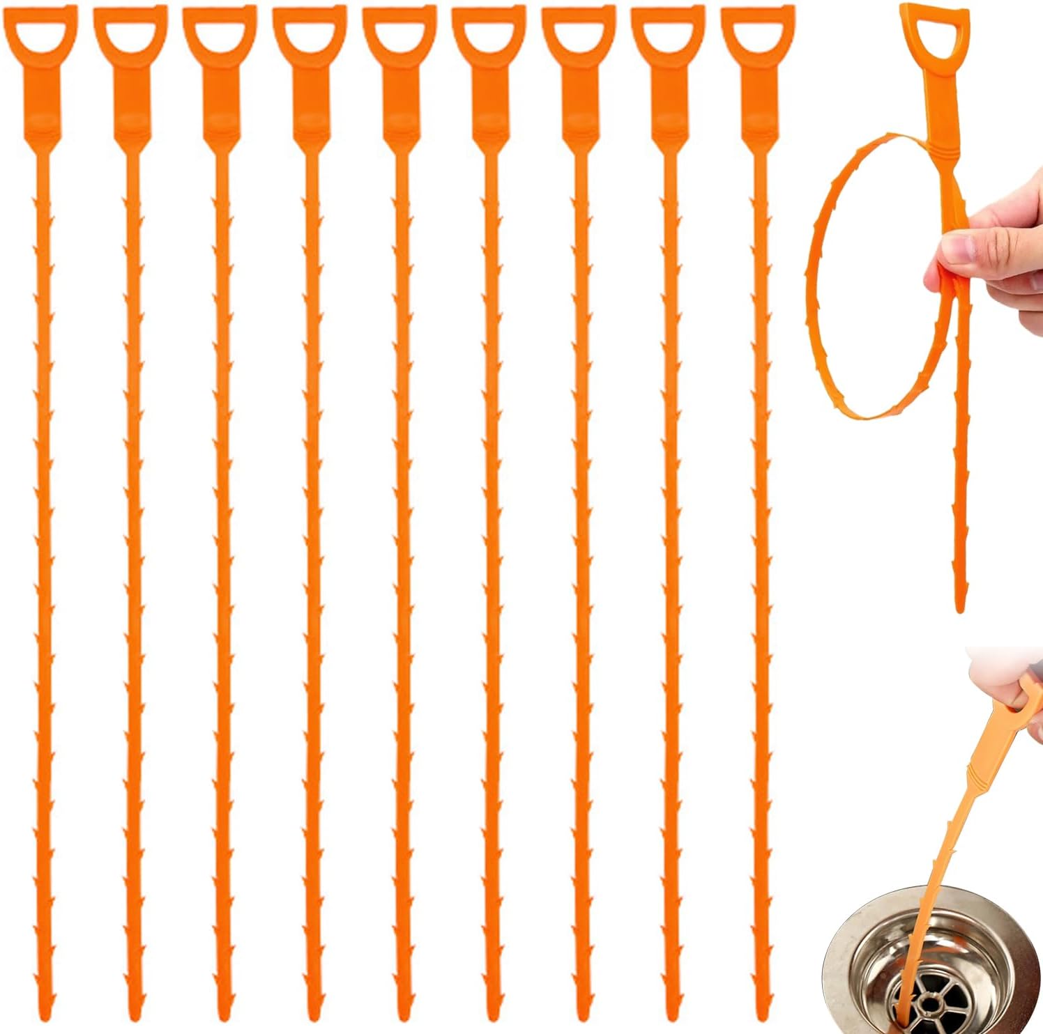 10 Pcs 35-inch Drain Clog Remover – Set of 10 Drain Cleaner Tools for ...