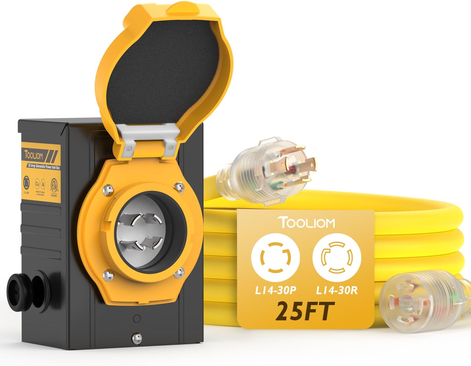 Amazon.com: LAZMUMI 25FT 30 Amp Generator Power Cord and Power Inlet ...