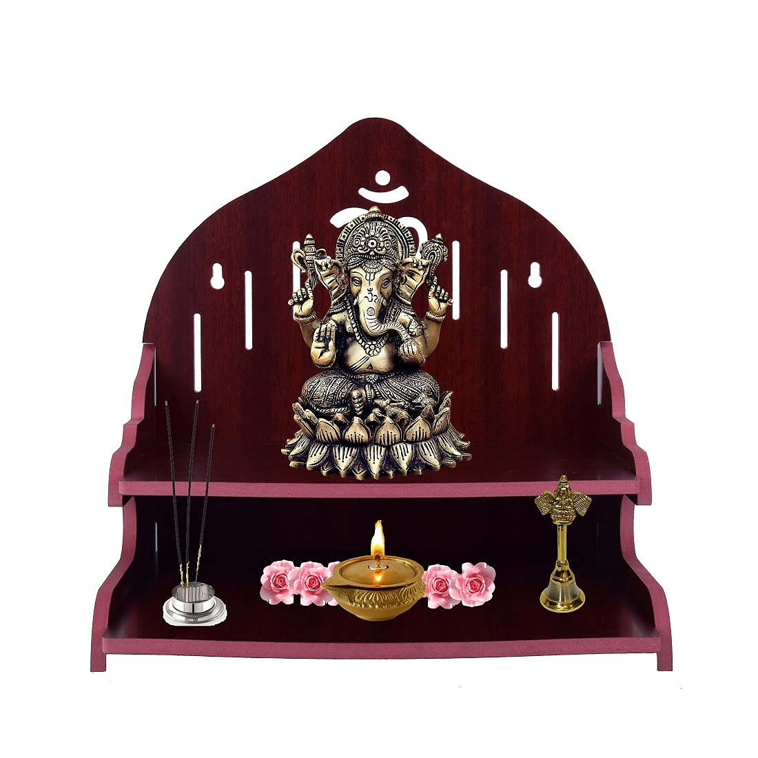Buy VJ Sons Wooden Wall Mounted Hanging Puja Temple Wood God Stand for ...