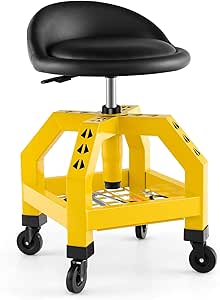 Amazon.com: IRONMAX Rolling Shop Stool, Adjustable Height Padded Garage Creeper Seat with 360 ...