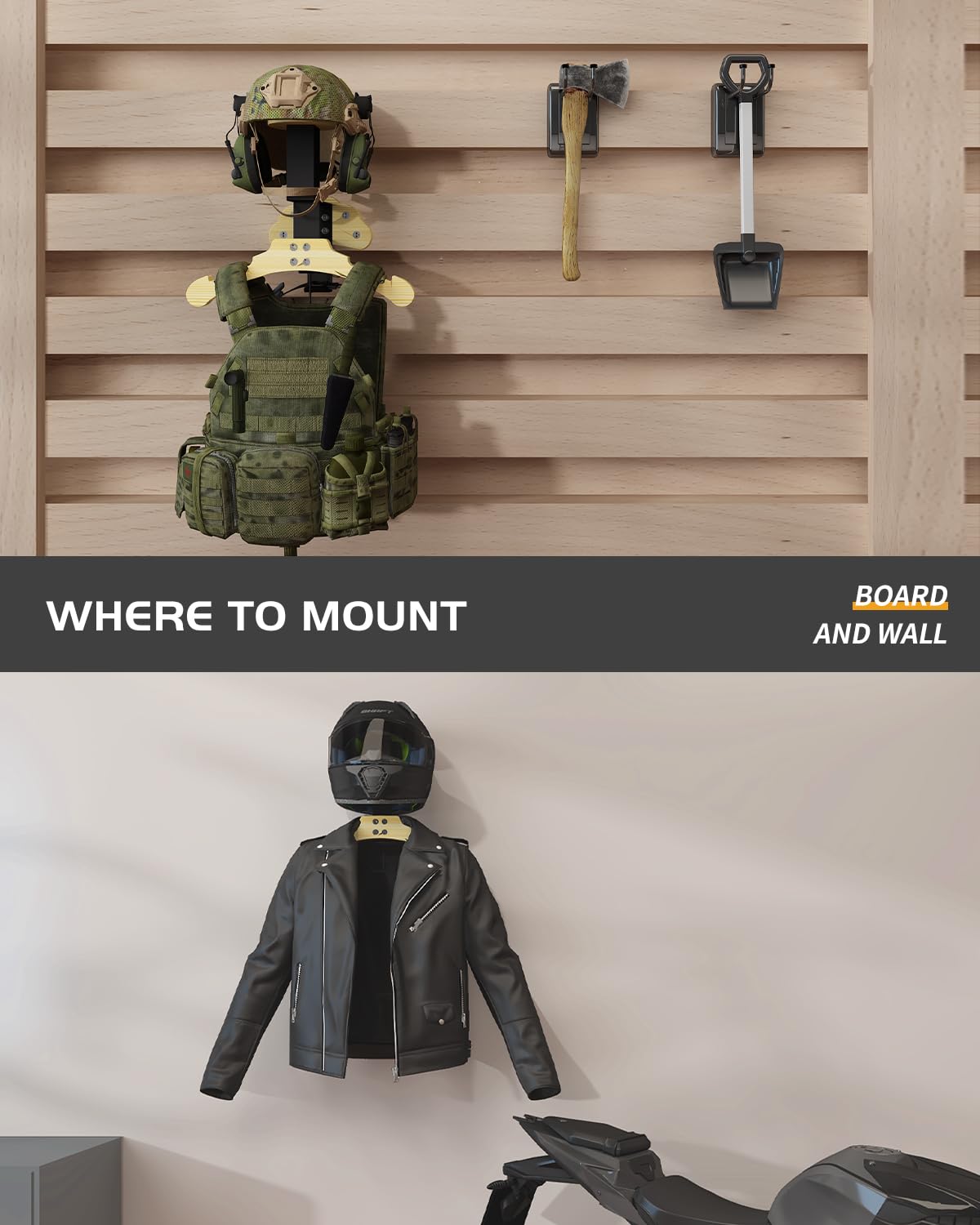 Snapklik.com : Tactical Gear Wall Mount,Wood Motorcycle Jacket Hanger ...