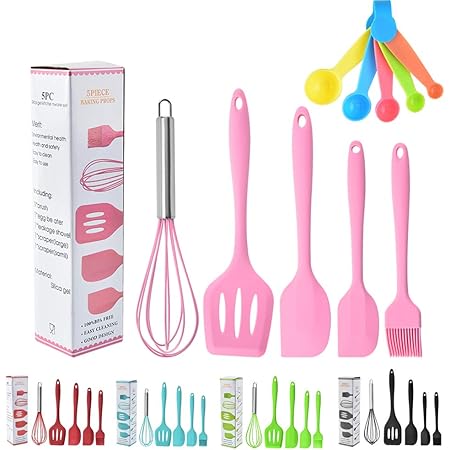 BINHAI Silicone Spatula Set - Pink 6 Piece Non - Stick Rubber Spatula ...