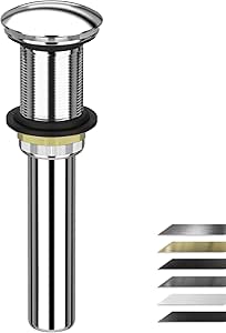 Amazon.com: Georkios All Metal Chrome Pop Up Drain Without Overflow ...