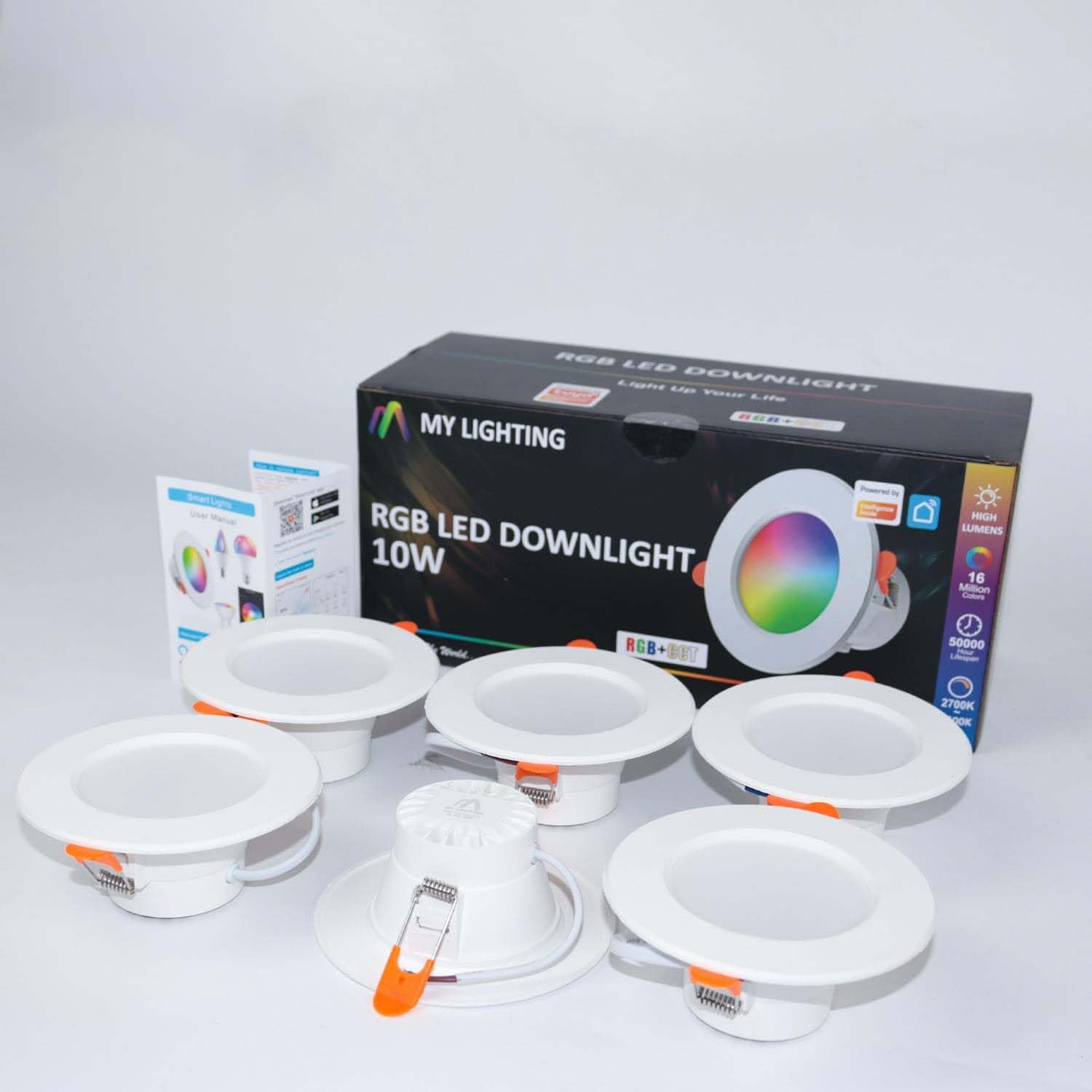 My Lighting RGB Led Downlight for Ceiling 4 inch 100W Equivalent 10W ...