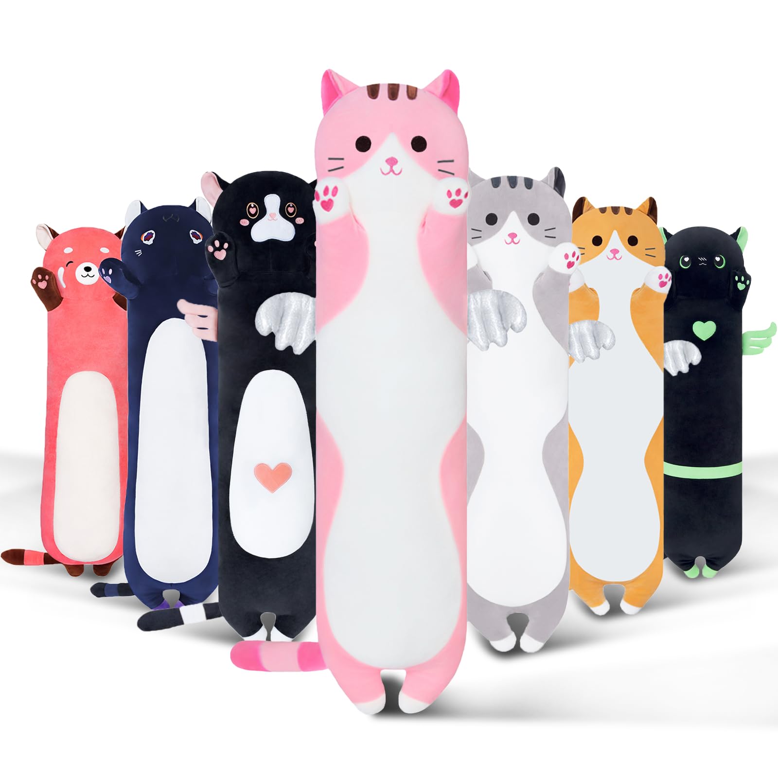 Amazon.com: SNOWOLF Cute Long Cat Plush Body Pillow, Kawaii Cat Plushie ...