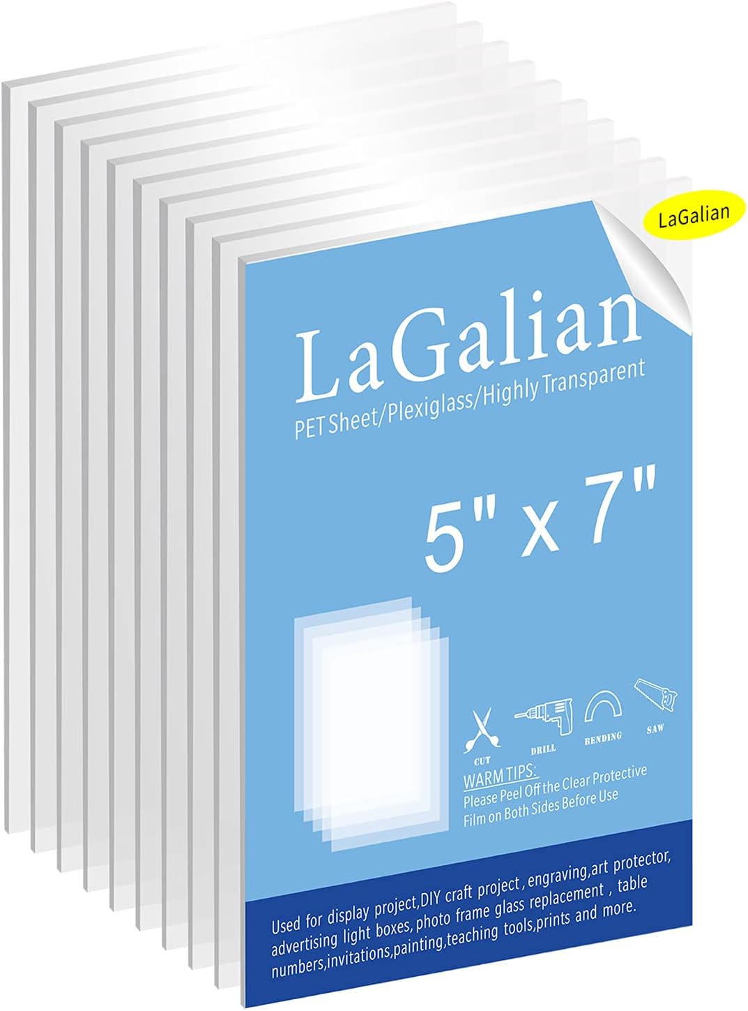 10 Pack 5x7 Inch Clear Acrylic Sheets 0 04 1mm | Desertcart OMAN