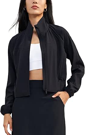 altiland Women's Athletic Running Yoga Track Zip Up Cropped Jackets UPF ...