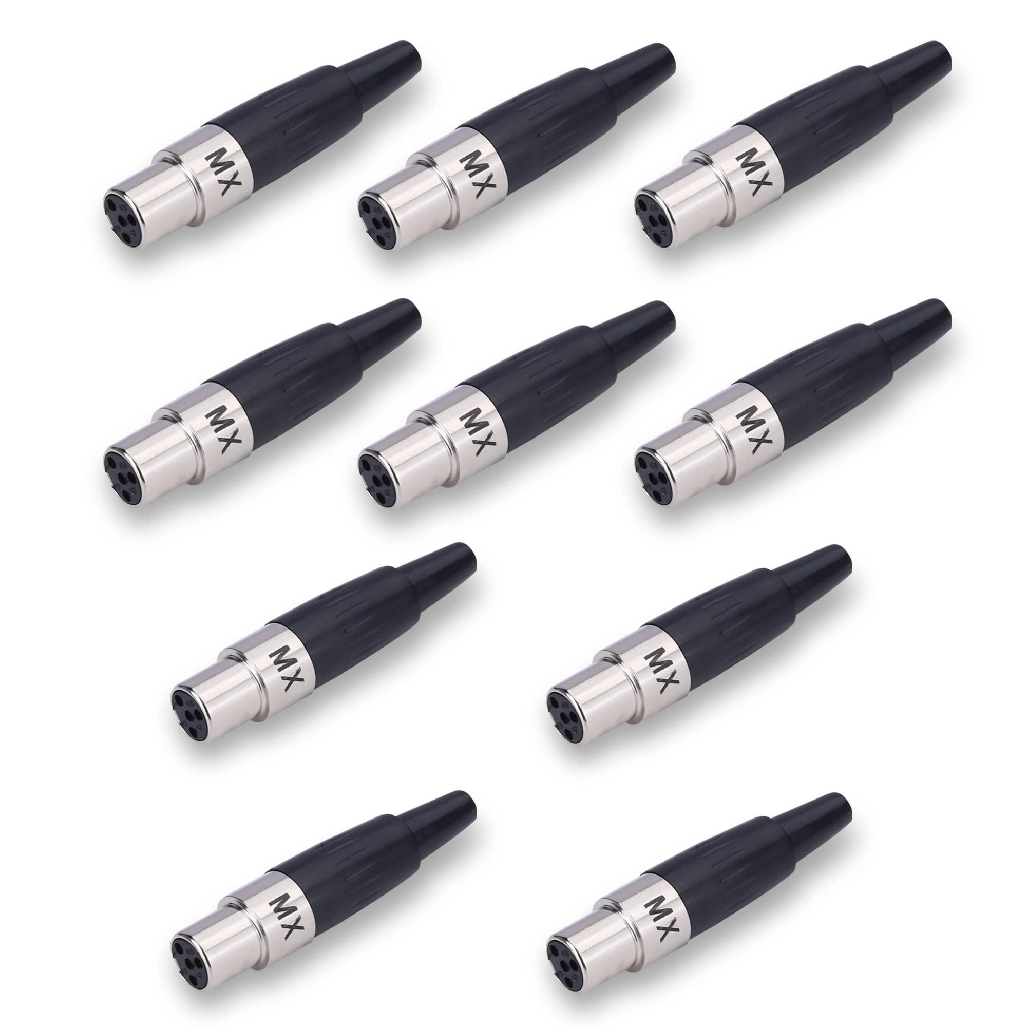 MX 4 Pin Mic Ext. Female Connector XLR Mini Made of Pure Copper Nickel ...