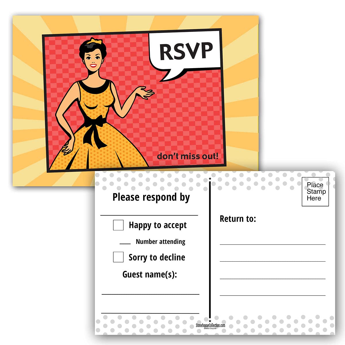 Amazon.com : Stonehouse Collection Retro Blank RSVP Postcards - 40 ...