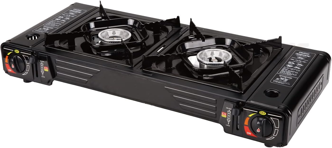 Amazon.com: Butane Gas Stove Double Burner 16,000 Total BTU - Outdoor ...