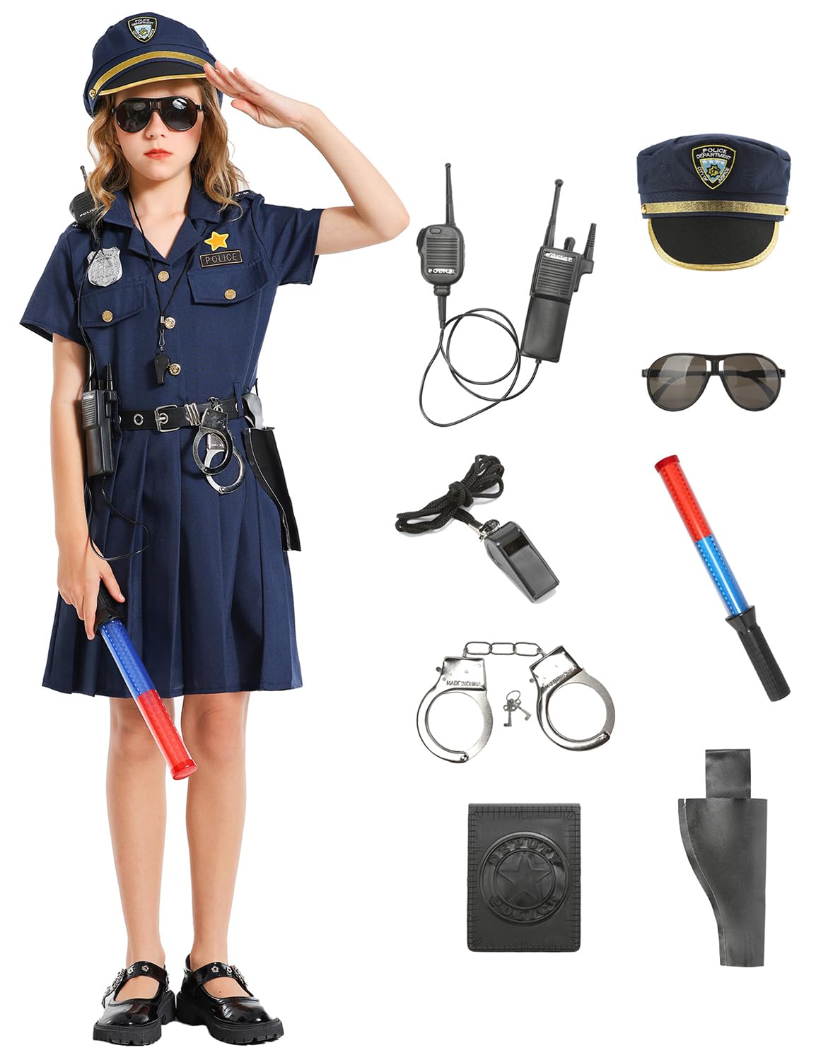 Snapklik.com : IBQ Halloween Police Officer Costume Dress Girls Kids ...