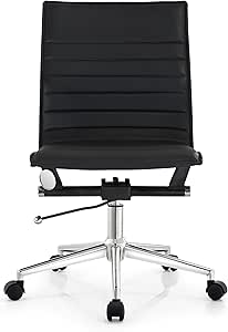 Amazon.com: 2xhome - Mid Back Height Modern Office Arm Chair, Ribbed PU ...