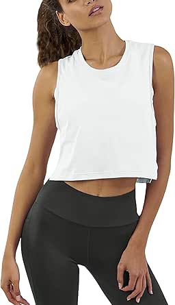 Mippo Womens Muscle Tank Sheer Mesh Workout Top Open Back Crop Top ...