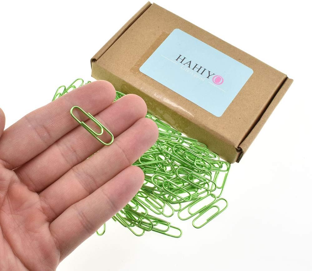 Amazon.com : HAHIYO Paper Clips 1.1" (28mm) Length Green Paperclips ...