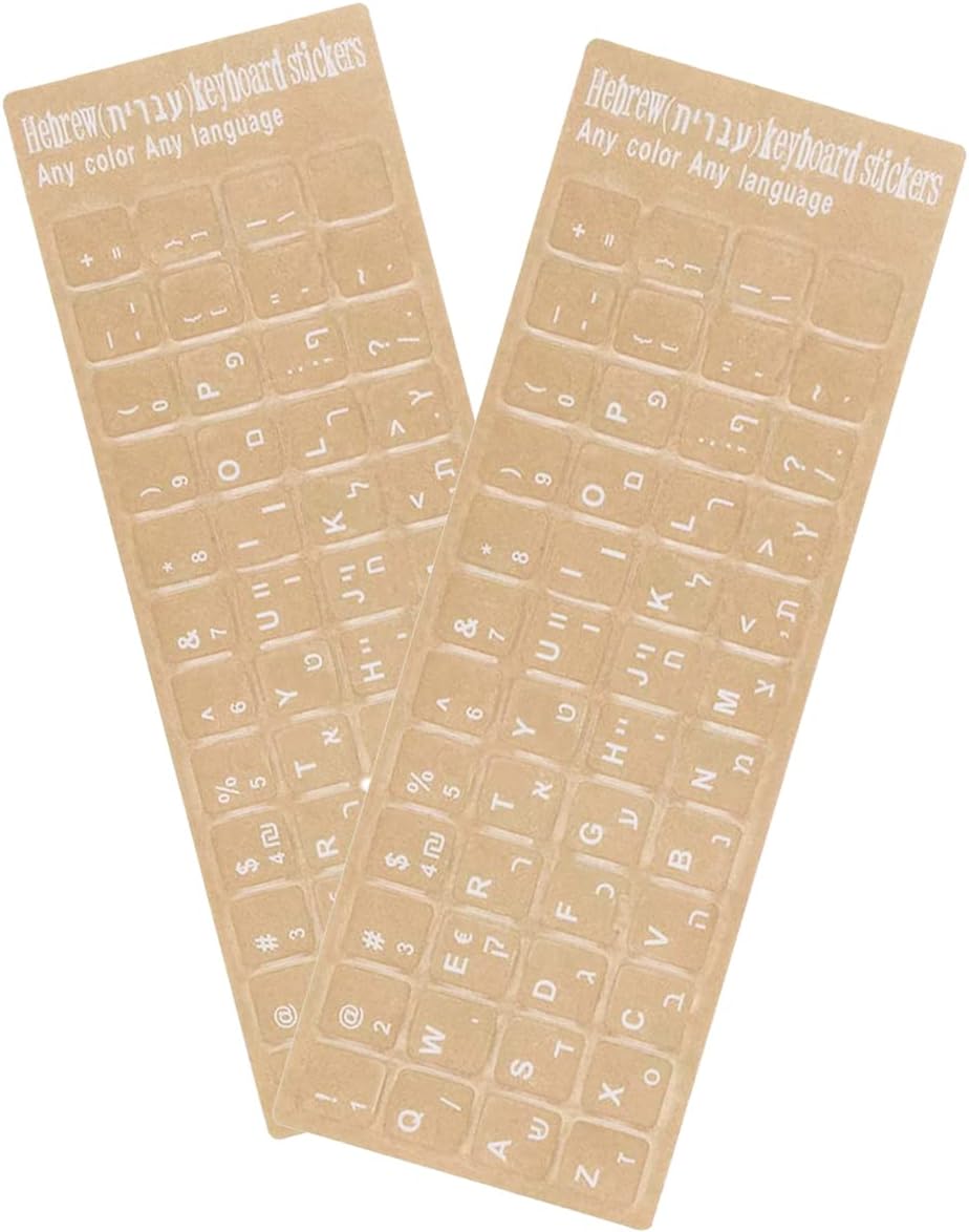 Amazon.com: 2 Pack Universal Hebrew Keyboard Stickers Transparent ...