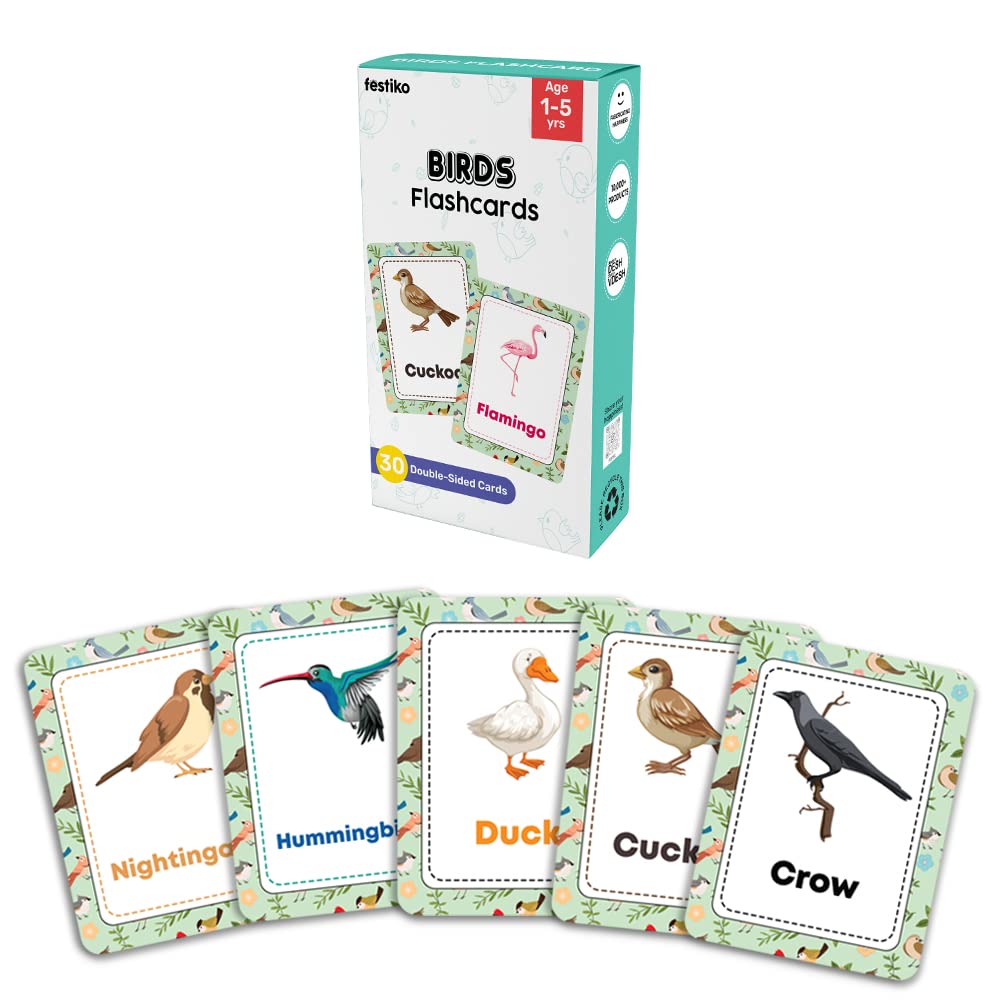 Buy Festiko 1 Set of 30 Pcs Birds Flash Cards, Birds Flash Cards for ...