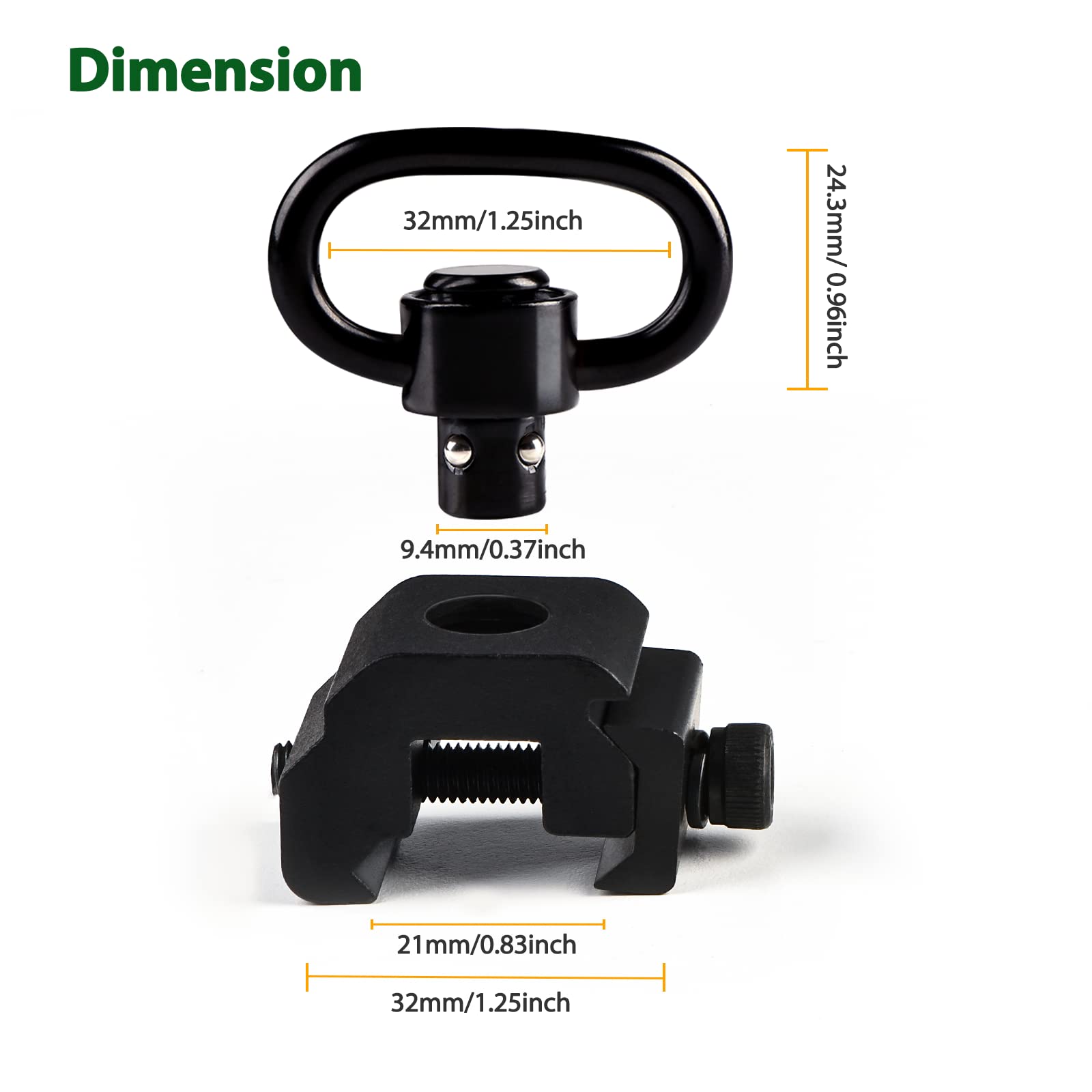 Snapklik.com : EZshoot Picatinny Sling Mount 2PCS, 360 Rotation Rail ...