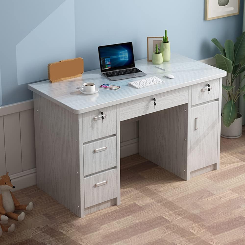 Amazon.com: LITFAD 29.5" H Rectangular Writing Desk with Locking ...
