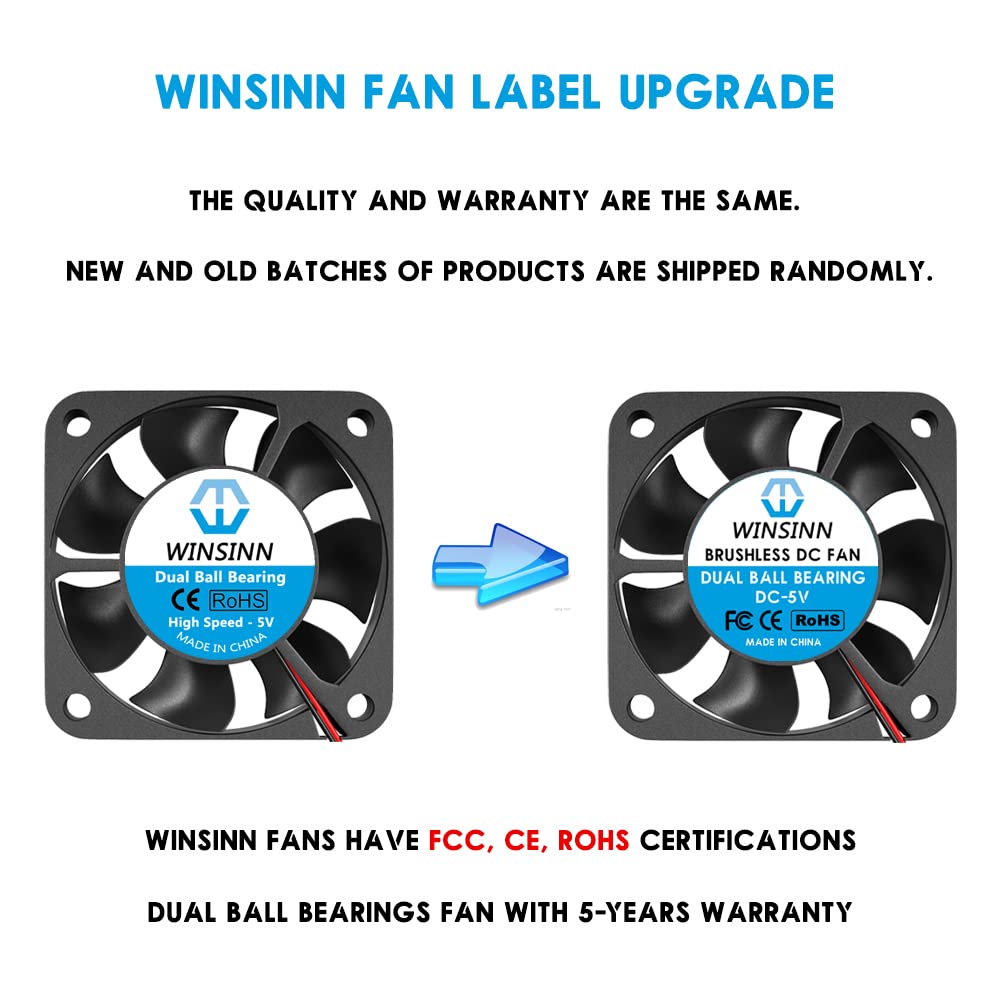 Snapklik.com : WINSINN 40mm 5V Fan - Dual Ball Bearing 5000 RPM 4010 ...