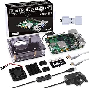 GeeekPi Rock Pi 4 Model C PLUS Starter Kit with Rock 4C+ 4GB Single ...