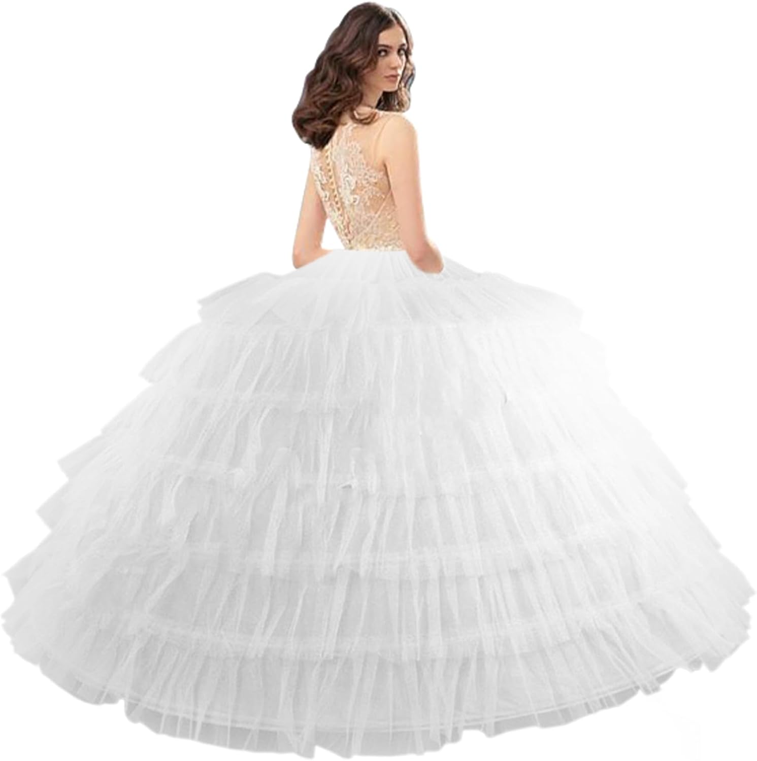 Falda de aro de 1pc 6 Hoops Falda de enagua para mujeres debajo del vestido Crinolina de 43 ...