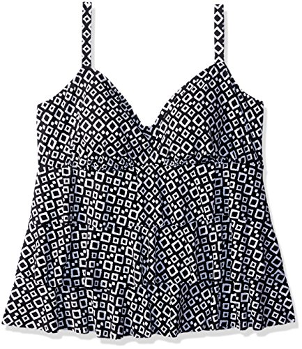 Buy Penbrooke Women's Plus Size Double Diamond Triple Tier Tankini ...
