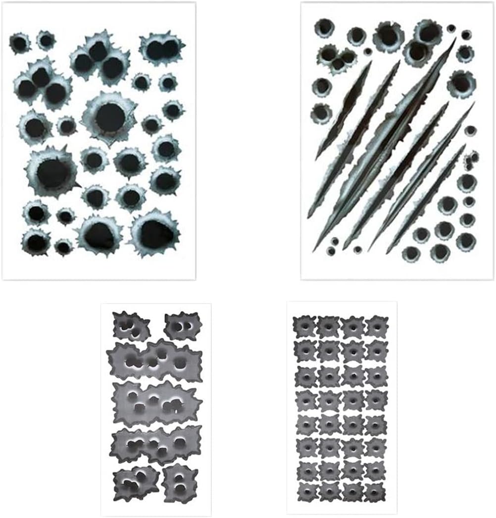 Amazon.com - 4Pcs 96-Hole 3D Bullet Hole Car Stickers Guns Bullet Hole ...