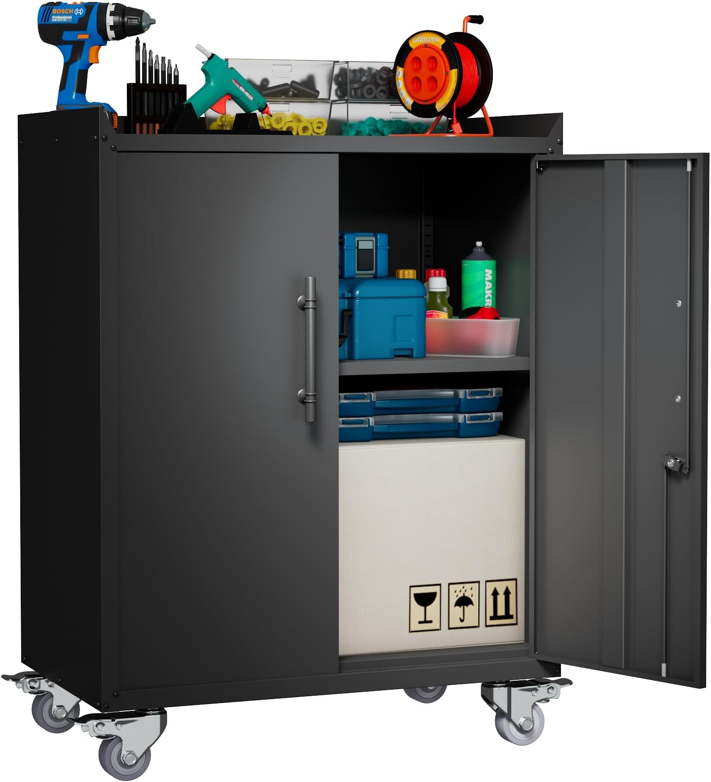 Amazon.com: CEMKAR Metal Storage Cabinet 2 Door Tool Cabinets for ...