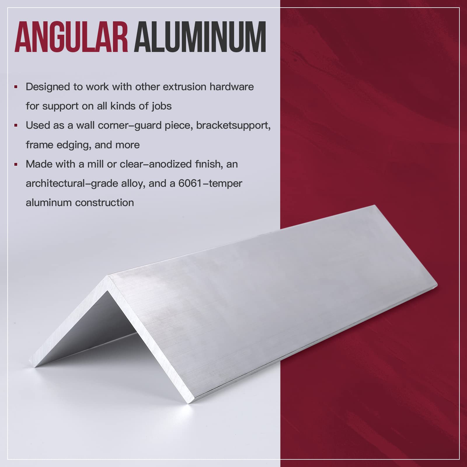 Angle Iron Aluminum Angle Stock, 3/4 In X 1/16 In X 4ft DIY Metal ...