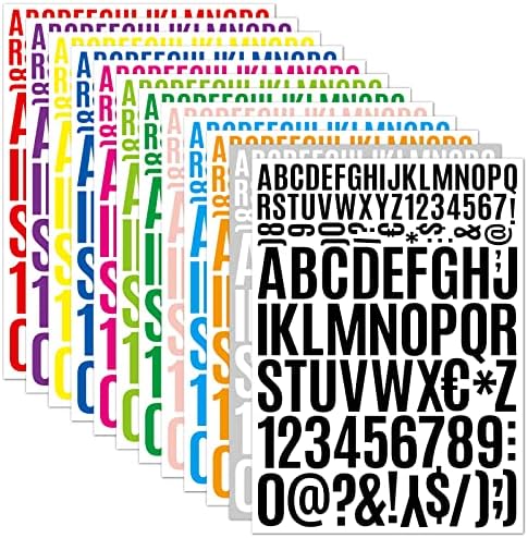 12 Sheets 1224 Pieces Alphabet Stickers Cartoon Alphanumeric Sticker 1 ...