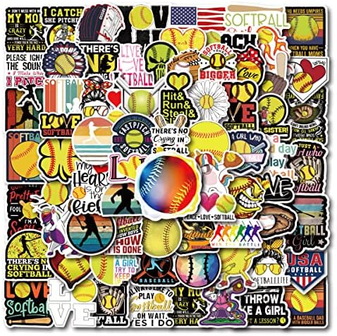Amazon.com: Crtiin 200 Pcs Baseball Softball Stickers 8 Sheets Self ...