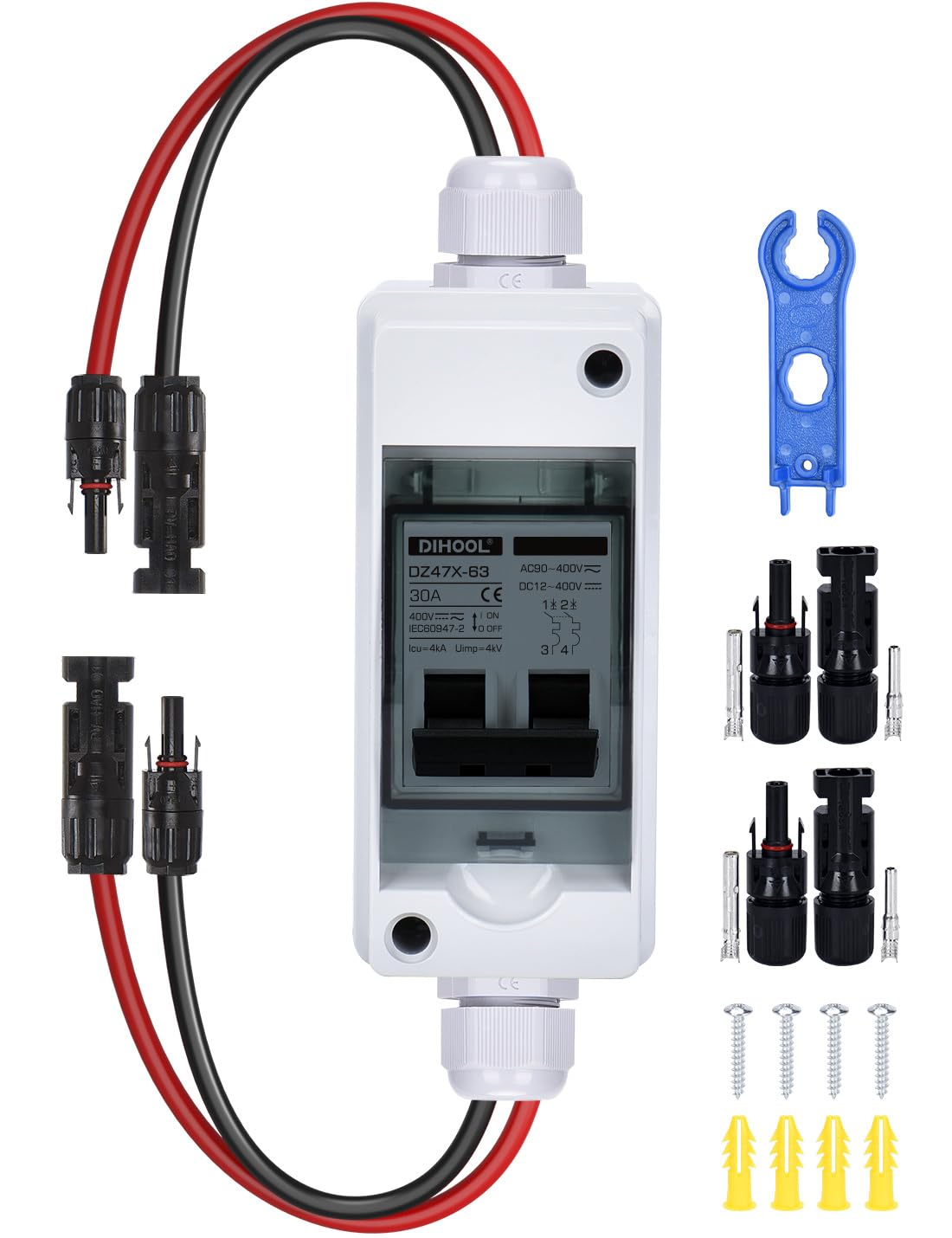 Snapklik.com : DIHOOL Solar Panel Disconnect Switch 30 Amp Breaker Box