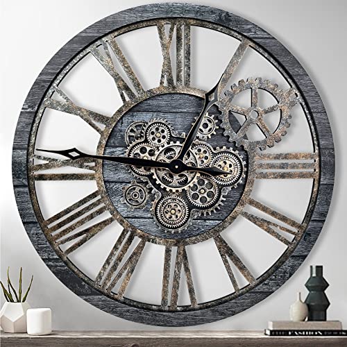 The B-Style Large Real Moving Gears Wall Clock 30 inch Rustic Retro ...