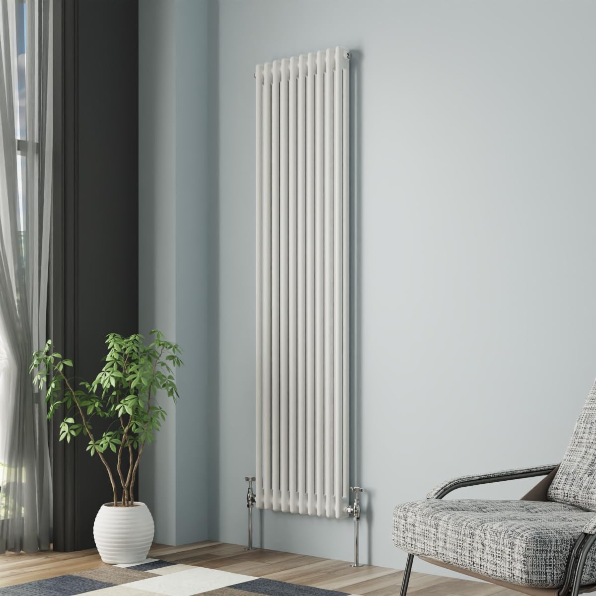 NRG Column Radiator Gloss White 1800x470mm Double Traditional Cast Iron ...