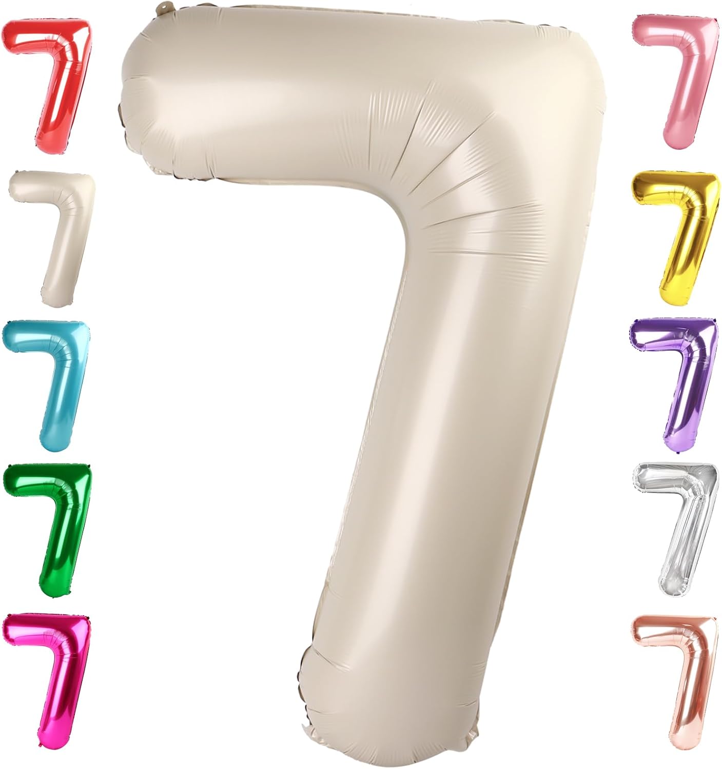 Amazon.com: 40 Inch Number 7 Balloon, Jumbo Cream White Seven Birthday ...