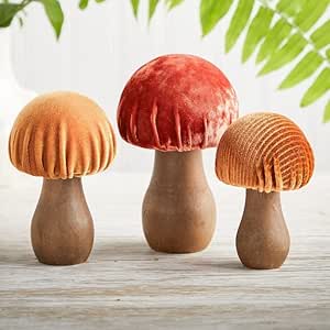 Amazon.com: Velvet Mushrooms Set of 3, The Rust Collection, Nature Home ...