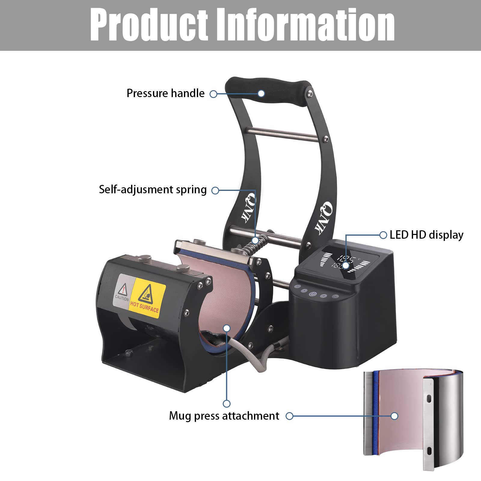 QNK Mug Heat Press, Mini Cup Press Machine for Mug DIY Sublimation 11 ...