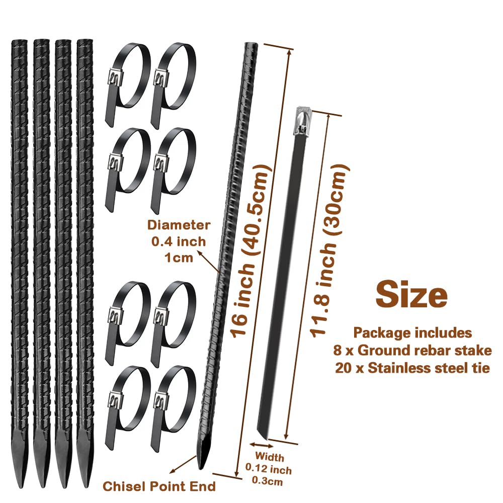 Snapklik.com : Bakulyor 16 Inch Rebar Stakes, 8 Pcs Rebar Ground Stakes ...