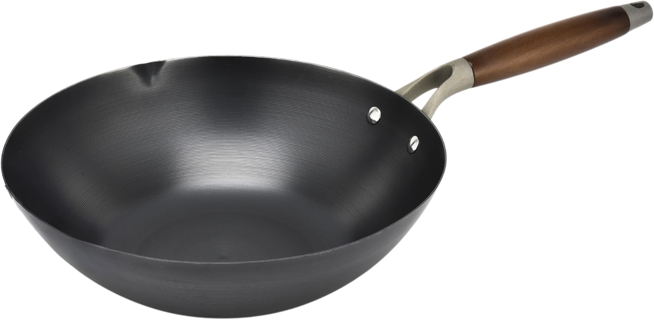 YOSUKATA Carbon Steel Woks and Stir Fry Pans 14 in with Round Bottom ...