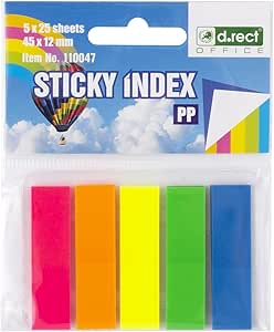 D.RECT 125 Stück Haftstreifen Pagemarker Index Haftmarker Film ...
