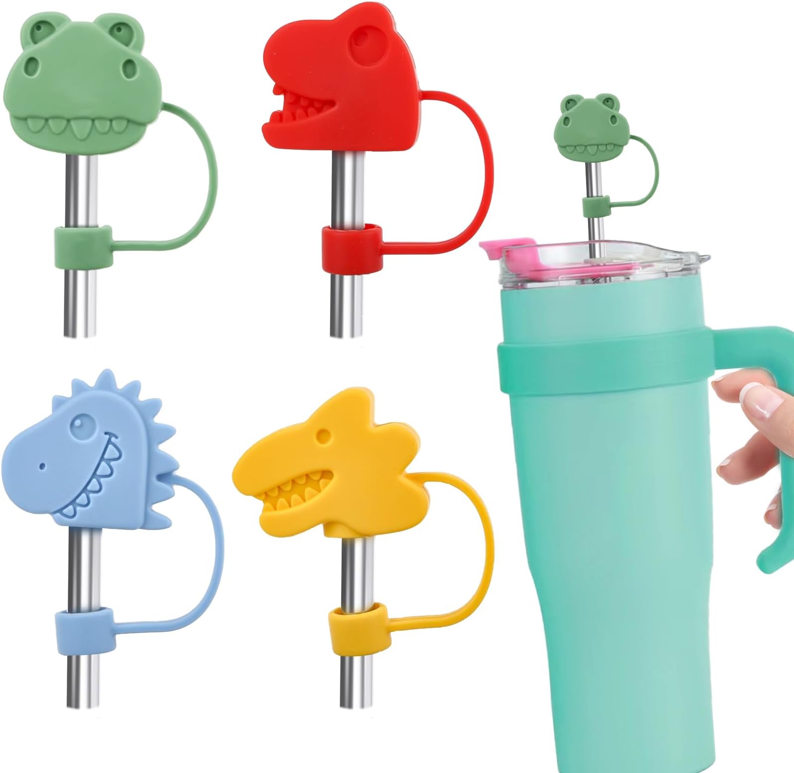 Amazon.com: 10Pcs 10mm Straw Covers Cap, Straw Cover Toppers Compatible ...