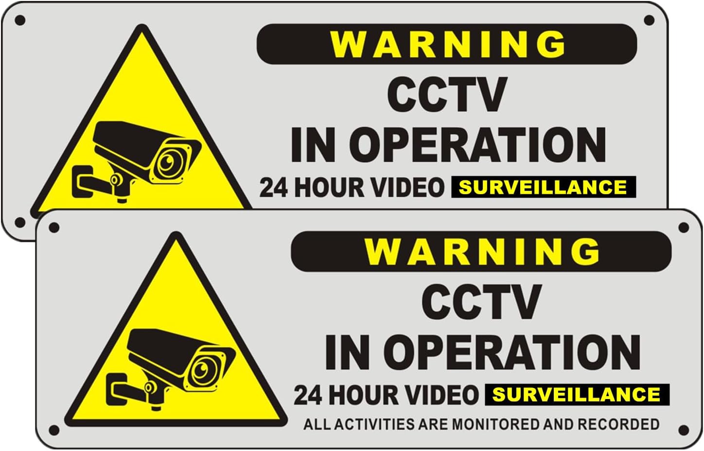 Upifen 2 Pack Surveillance Warning CCTV in Operation Sign Brushed ...
