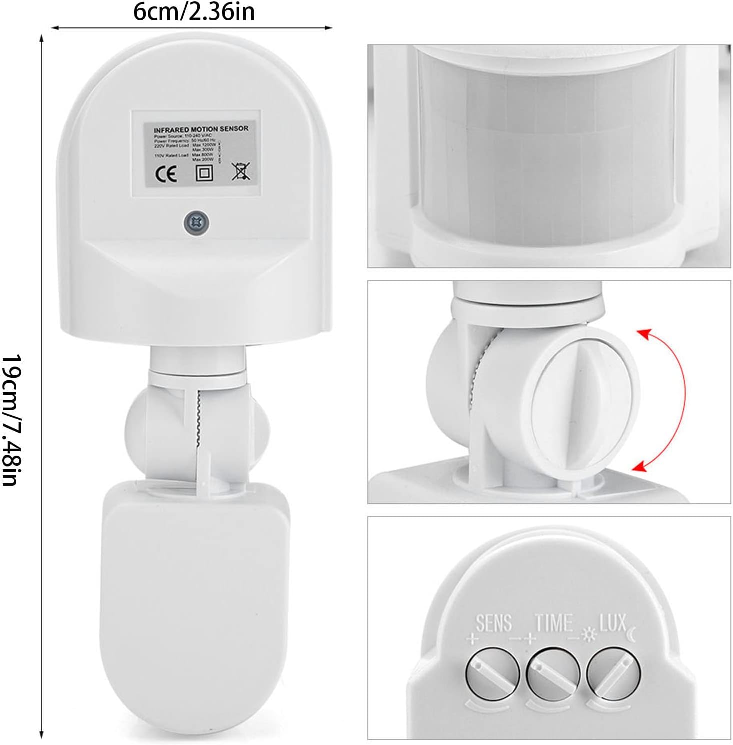 Motion Sensor Light, AC110 240V Body Motion Infrared Sensor Motion ...
